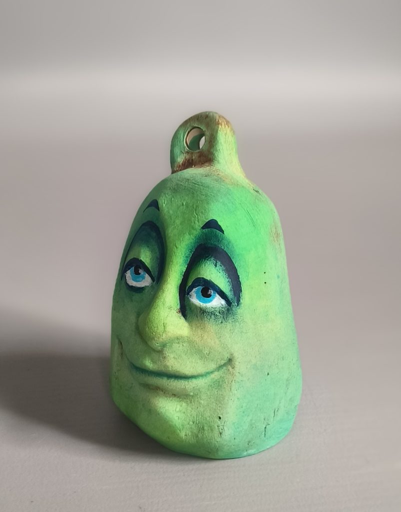 Green Original Ceramic Bell - Unique gift | AxaMarionettes