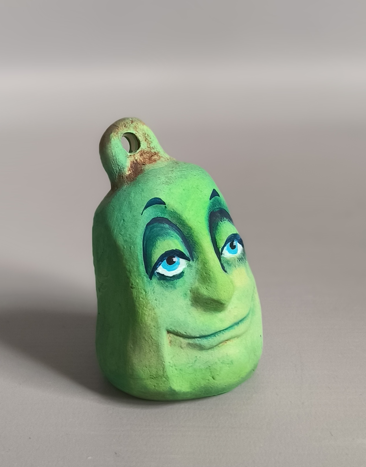 Green Original Ceramic Bell - Unique gift | AxaMarionettes