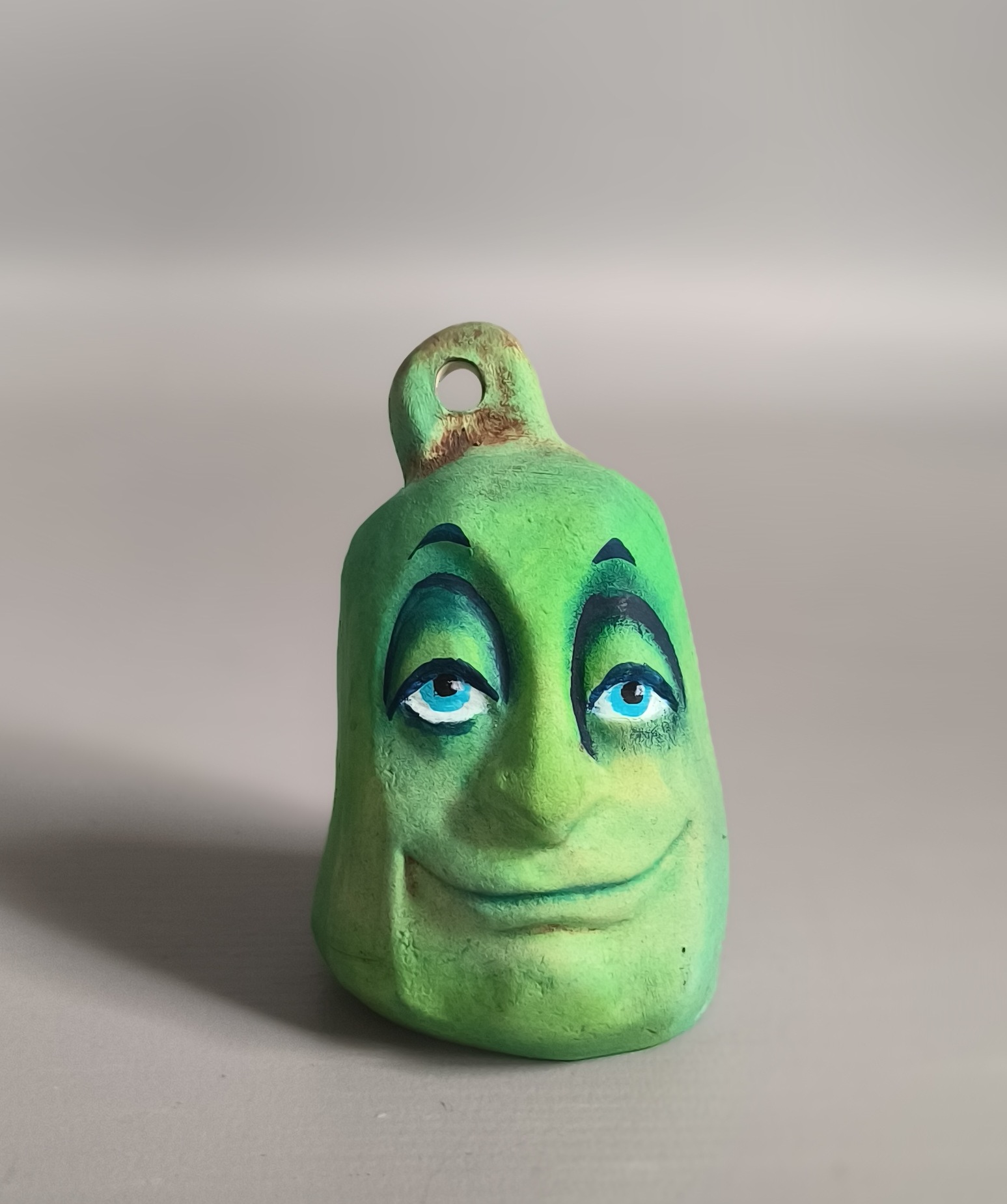 Green Original Ceramic Bell - Unique gift | AxaMarionettes